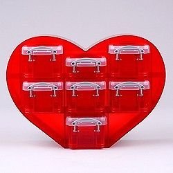 really useful red heart shaped 7 drawer box organiser