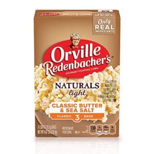 orville redenbacher's naturals microwave popcorn, classic butter & sea salt light flavor, 2.69 oz., 3-count