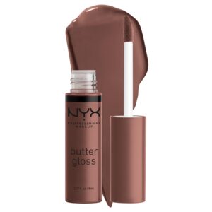 nyx professional makeup butter gloss, non-sticky lip gloss - ginger snap (chocolate brown)