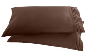 elegant comfort 1500 thread count embroidered egyptian quality luxurious silky soft wrinkle & fade resistant 2-piece pillowcase, king, chocolate brown