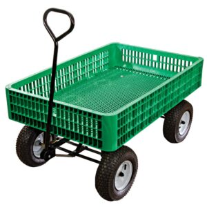 a.m. leonard green utility wagon with flat-free tires - 30 x 46 x 7.5 inch tray