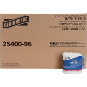 genuine joe gjo2540096 2-ply standard bath tissue rolls white, 96 rolls