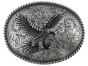 h8170 western american eagle belt buckle fits 1-1/2"(38mm) belt (antique silver)