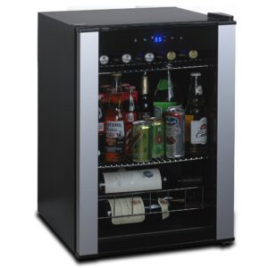 wine enthusiast evolution series stainless steel wine & beverage center – compact, adjustable temperature, freestanding mini fridge