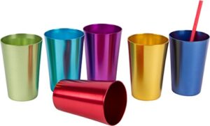 trademark innovations retro aluminum tumblers - 6 cups - 12oz (assorted colors)