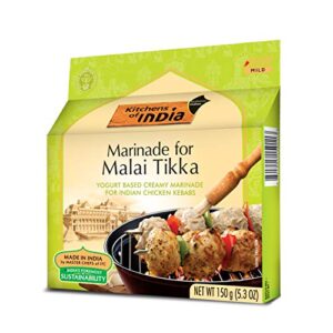 kitchens of india marinade for malai tikka, 150g (5.3 oz), yogurt based creamy marinade for authentic barbecuing/grilling chicken kebabs