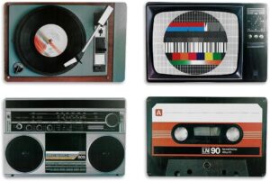 placemat set nostalgia hifi equipment retro style retro style