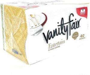 vanity fair impressions dinner napkins, 3-ply, 40 ct (pack of 2), 2 pack, white