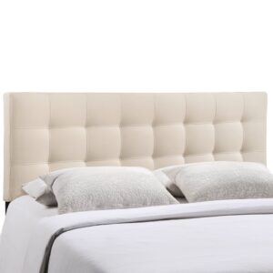 modway lily tufted linen fabric upholstered queen headboard in ivory