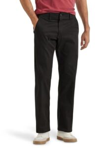 lee men's extreme motion flat front regular straight pant black 40w x 32l