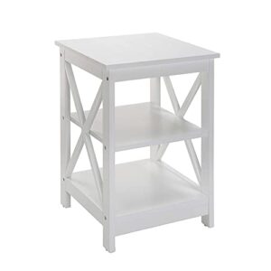 convenience concepts oxford end table 15.75" - modern living room table with storage shelves, transitional nightstand side table for home decor and display, white