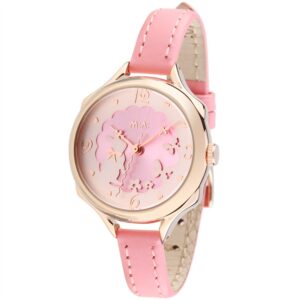 dreaming q&p cute bunny women's girl's wrist watches with soft pink leather strap rose golden case fq062