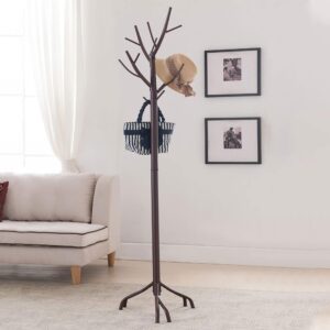 kings brand furniture - metal hall tree freestanding coat & hat rack with branches, bronze