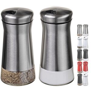 chefvantage salt and pepper shakers set with adjustable holes - stainless steel