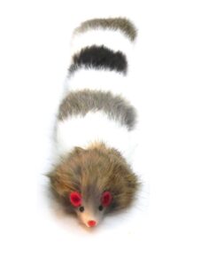 kats'n us dat darn raccoon real rabbit fur cat toy- furry cat toys, cat stuffed animal, cat entertainment for indoor cats and kittens, interactive cat toys - 12 inches