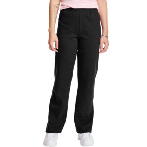 hanes women's ecosmart open bottom leg sweatpants,ebony,x-large