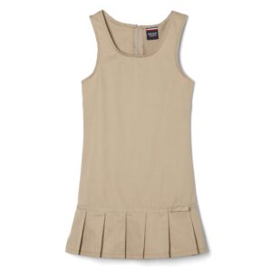 french toast girls' toddler pleated ribbon bow jumper, khaki, 4t