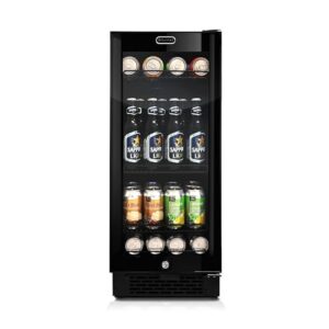 whynter bbr-801bg built beverage refrigerator and cooler mini fridge with glass door with lock, 3.0 cubic feet, black, 100, can