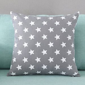 taoson five-pointed star pattern cushion cover pillow cover pillowcase cotton canvas pillow sofa throw white printed linen with hidden zipper closure only cover no insert 18x18 inch 45x45cm deep grey