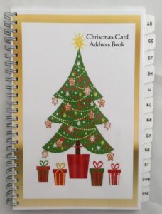 christmas card address book list organizer with a-z tabs personalized gift