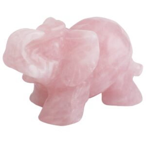 sunyik rose quartz elephant pocket statue kitchen guardian healing figurine decor 1.5"