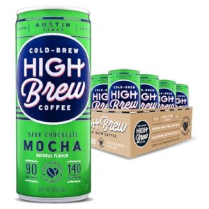 high brew coffee, cold brew coffee, dark chocolate mocha, 8 fl oz, ready-to-drink (pack of 12)