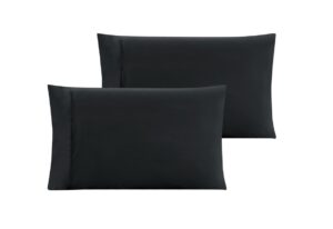 grand linen king size solid black pillow cases brushed microfiber 2 piece set, silky soft & wrinkle free