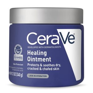 cerave healing ointment | 12 ounce | cracked skin repair skin protectant with petrolatum ceramides | packaging may vary (pack of 2)