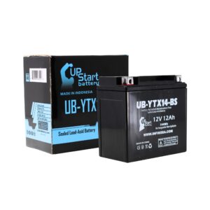 replacement for 2003 honda trx350 rancher 350 cc factory activated, maintenance free, atv battery - 12v, 12ah, ub-ytx14-bs