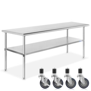 gridmann nsf stainless steel work & prep table 60 x 30 inches with caster wheels and under shelf for restaurant, home, hotel