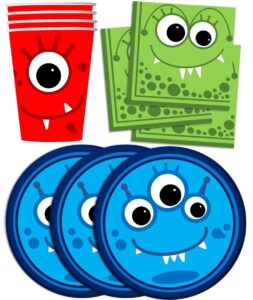 mighty monster birthday party supplies set plates napkins cups tableware kit for 16