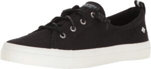 sperry womens crest vibe linen sneaker, black, 7