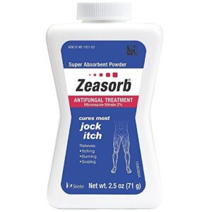 zeasorb-af super absorbent antifungal treatment powder for jock itch 2.5 oz (pack of 2) by zeasorb