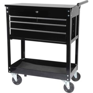 jegs rolling tool box cart with drawers - 4 ball-bearing glided drawers - 16-gauge steel - 580 lbs total capacity - black powder coat finish toolbox on wheels