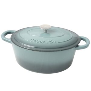 crock-pot artisan oval enameled cast iron dutch oven, 7-quart, slate gray