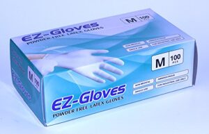 ez gloves powder free latex gloves (pack of 100) (medium)