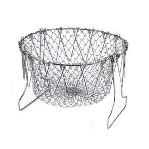 304 stainless steel foldable steam rinse strain fry basket strainer net kitchen cooking tool for fried food or fruits