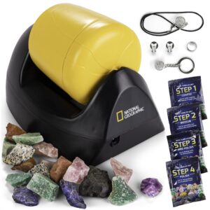 national geographic starter rock tumbler kit - durable leak-proof rock polisher for kids - complete rock tumbling kit - geology hobby science kit, rocks & crystals for kids (amazon exclusive)