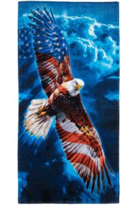 dawhud direct american eagle beach towel for men, boys, girls, kids, women eagle bath towel print 30" x 60" pool towel super soft plush cotton eagle towel for eagle lovers american towel