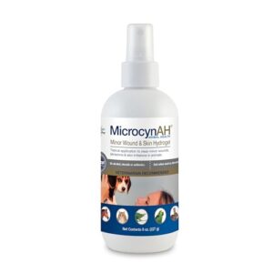 manna pro microcynah wound and skin care hydrogel for dogs | non-toxic spray formulated to clean wounds | veterinarian recommeneded non-toxic formula | 8oz