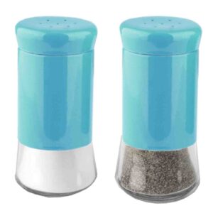 home basics essence collection salt and pepper shaker set, turquoise blue