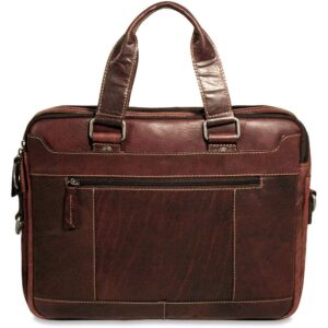 jack georges voyager slim zippered briefcase #7320 (brown)