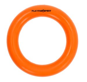 playfulspirit durable natural rubber ring - great tug of war dog toy, fun for throw, chase and fetch games, exercise and dog training toy for medium to large breed puppies and adult dogs (l, orange)