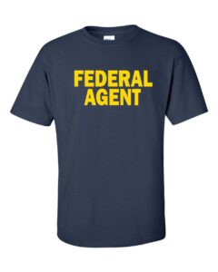 federal agent printed on front men's t-shirt - large navy (ata457)