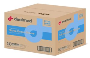 dealmed nitrile medical grade exam gloves, latex free, disposable gloves for hospitals, law enforcement, first response, blue, extra large, 900 ct.