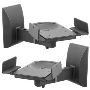 mount-it! bookshelf speaker wall mount, pair of universal side clamping speaker shelf wall mounting brackets for large or small speakers, 2 full motion mounts, 55 lbs capacity, black (mi-sb37)