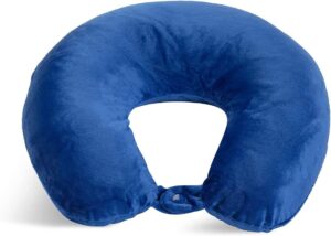 wolf essentials adult cozy soft microfiber neck pillow, compact, perfect for plane or car travel, cobalt