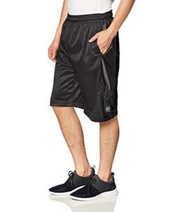 southpole men's athletic gym mesh shorts with pockets, lightweight, quick dry, breathable, black, xx-large