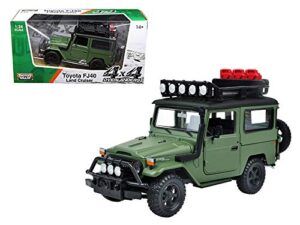 m & j/mijo exclusives motormax 79137mtgrn toyota fj40 land cruiser matt green 4x4 overlanders series 1/24 diecast model car