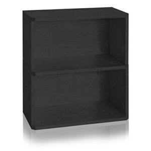 way basics webster 2 tier bookshelf display storage and organizer (tool-free assembly and uniquely crafted from sustainable non toxic zboard paperboard) black, 12d x 22.8w x 24.7h in